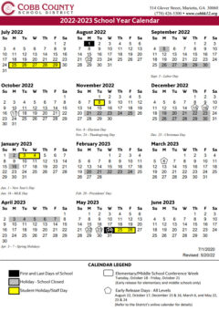 COBB COUNTY SCHOOL CALENDAR 2022-2023